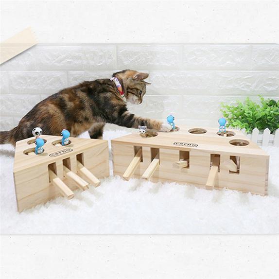 Buy Cat Hunt Toy Chase Mouse Solid Wooden Interactive Maze Pet Hit ...