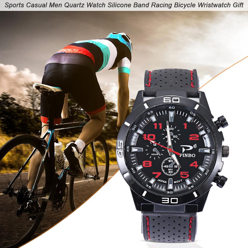 Buy Sports Casual Men Quartz Watch Silicone Band Racing Bicycle ...