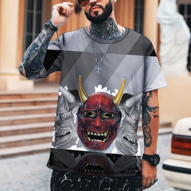Buy 3D Men T-Shirt Devil Female Samurai Mask Style Design T Shirt Ghost Face Summer Comfortable ...
