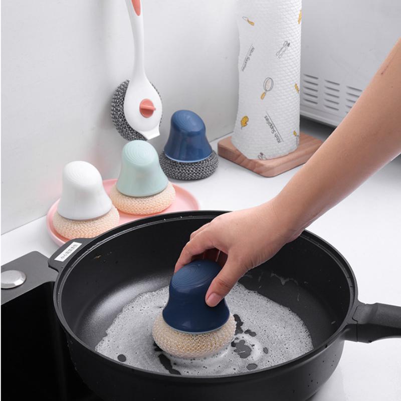 Buy Short Handle Nano Steel Ball Cleaning Brush No Slag, Strong ...