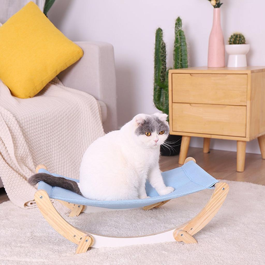 Buy Guru Pet Pet Cat Rocking Chair Bed Solid Wooden Cat Kennel Hammock ...