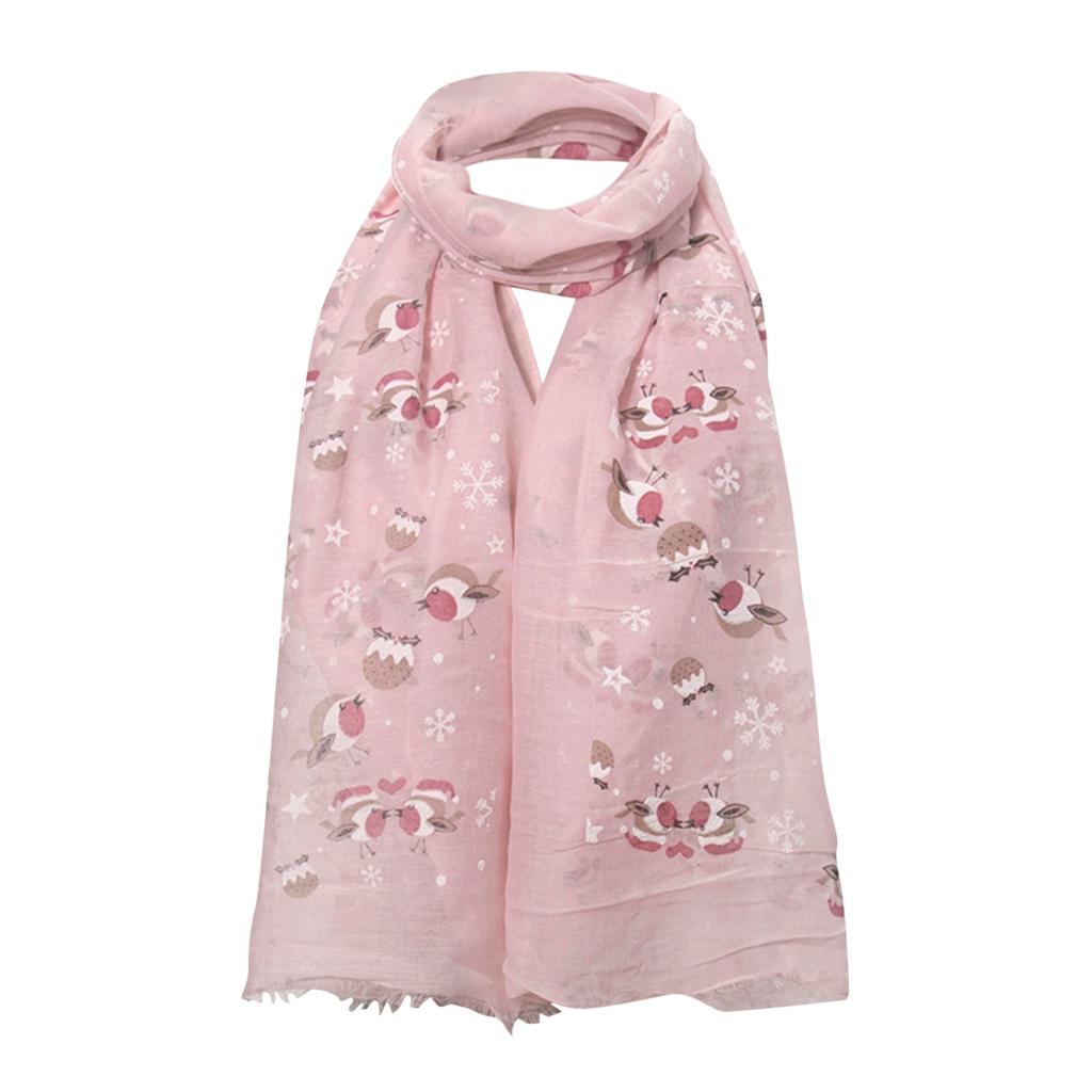 Buy Women Winter Bird Snowflake Print Scarf Warm Long Scarf Shawl at ...