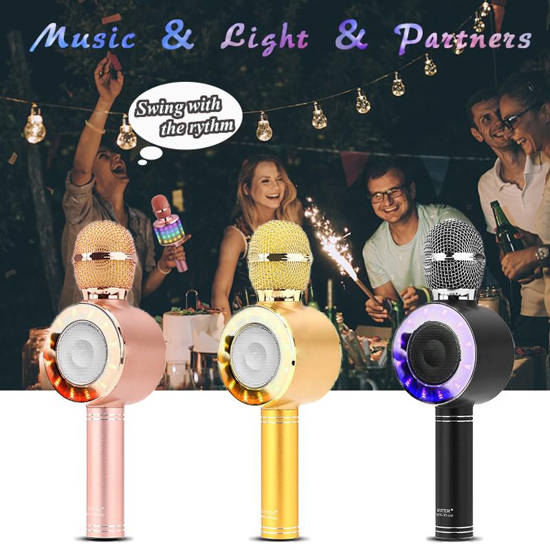 Buy Wireless Bluetooth Karaoke Microphone LED Lights Portable Karaoke Machine Speaker Home Party ...