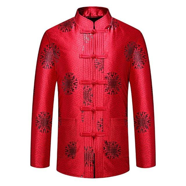 3XL 4XL Chinese Oriental Men Classic Red Jacket Traditional Warm Coat ...