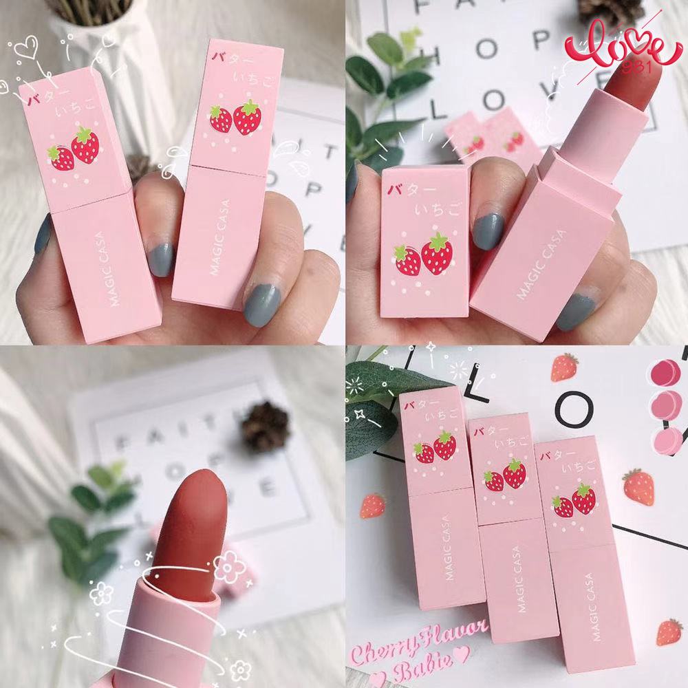 Buy Cute Strawberry Lipstick Student Matte Lipstick Moisturizing ...