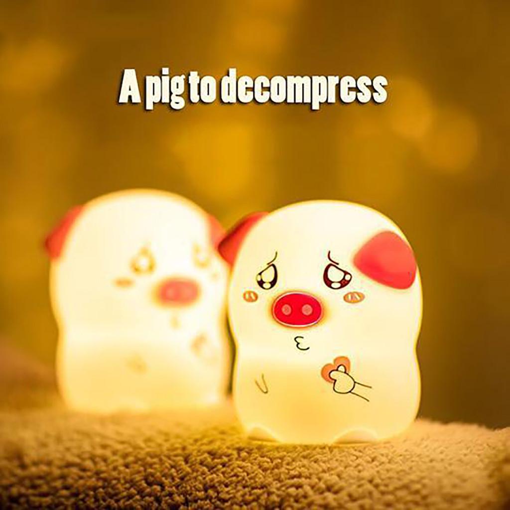 Buy Silicone Cute Pig Night Light Shaped LED USB Charging Pat Lights ...