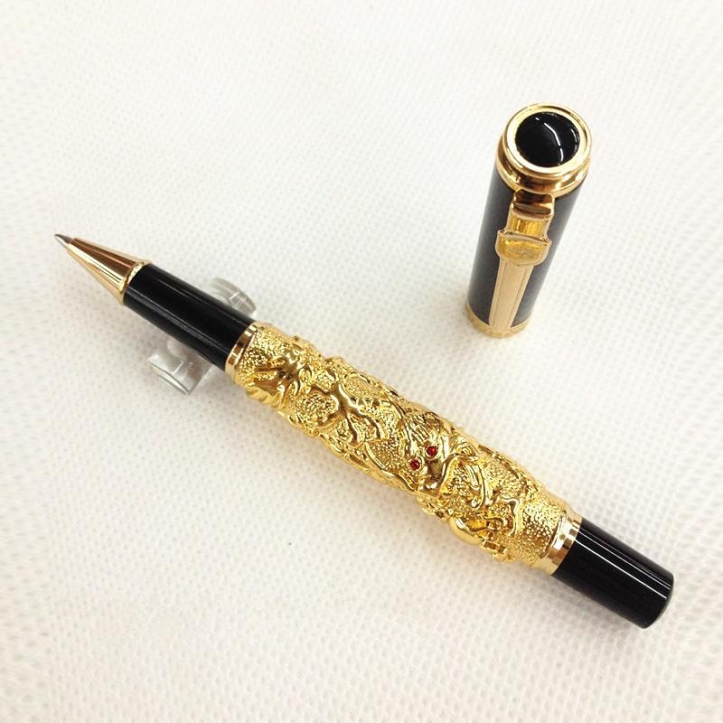 Buy Jinhao Black Barrel and Gold Clip Dragon Embossed Ballpoint Pen ...
