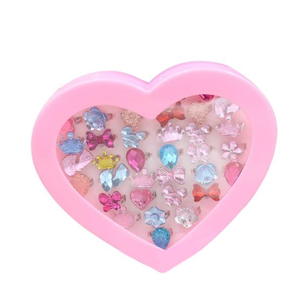 Buy 36pcs Cute Colorful Rings Sparkling Safe Rings with Heart Shape ...