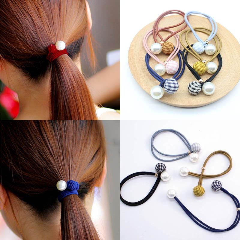 Buy Fashion Simple Pearl Hair Rope Women Rubber Band Elasticity Hair ...