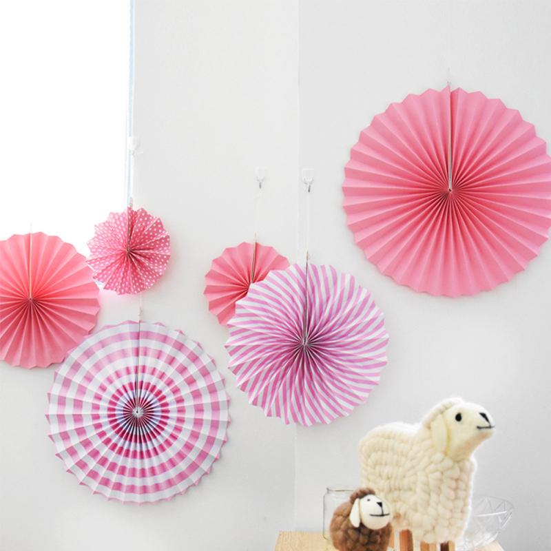 Buy 6PCS Super Pretty Paper Fans Round Wheel Disc for Party Event ...