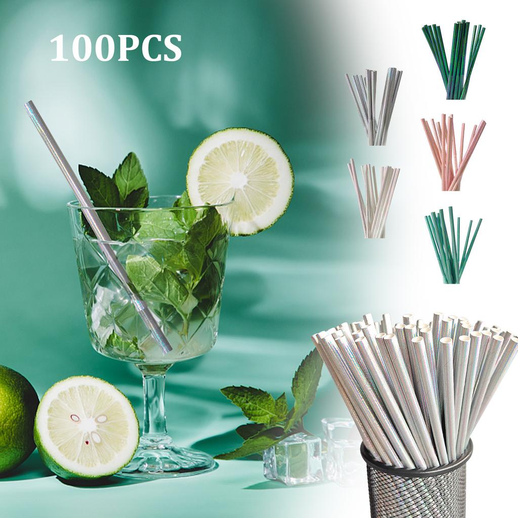Buy Disposable Paper Straws Glitter Pearl Film Straws Rainbow Straws ...