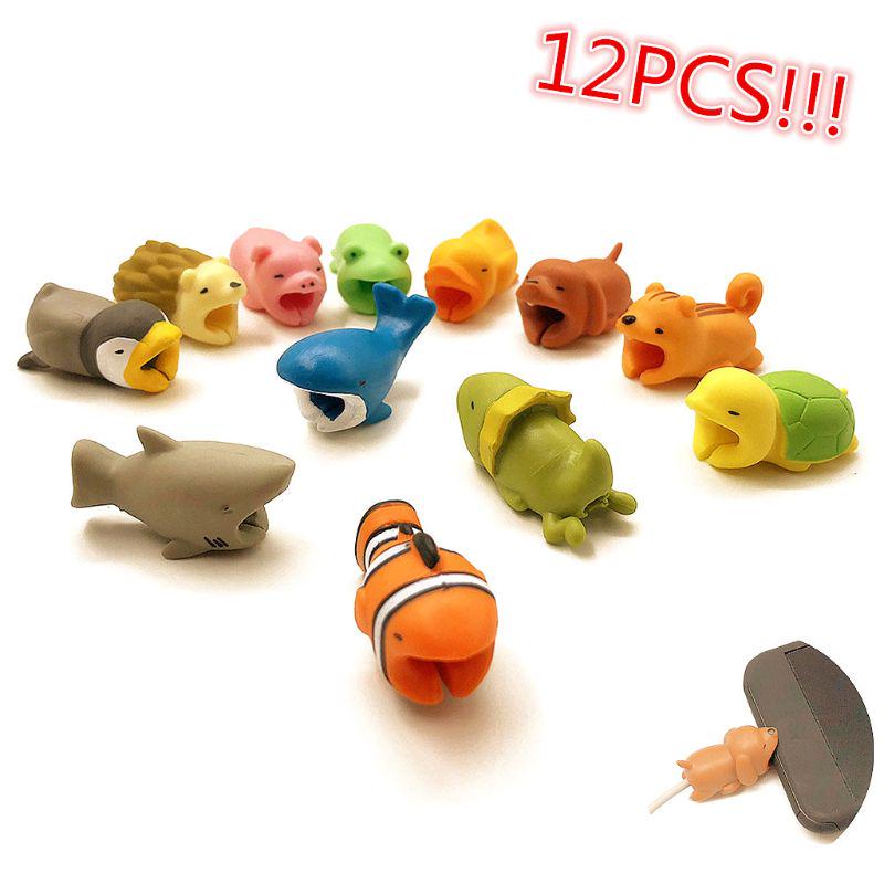 Buy 12PCS Cute Cable Bites For iPhone Xiaomi Cable Cord Animal Cable ...