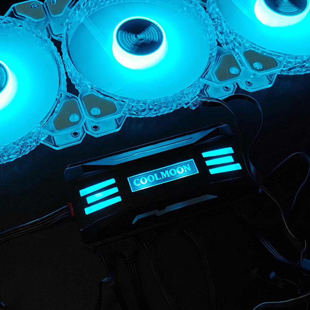 COOLMOON ARGB Controller 4Pin PWM 5V 3Pin ARGB Cooling Fan Smart Remote ...