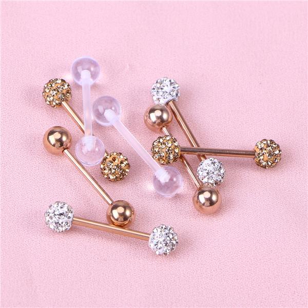 Buy 4 Pairs 16MM Human Body Piercing Jewelry Zirconia Barbell Rings ...