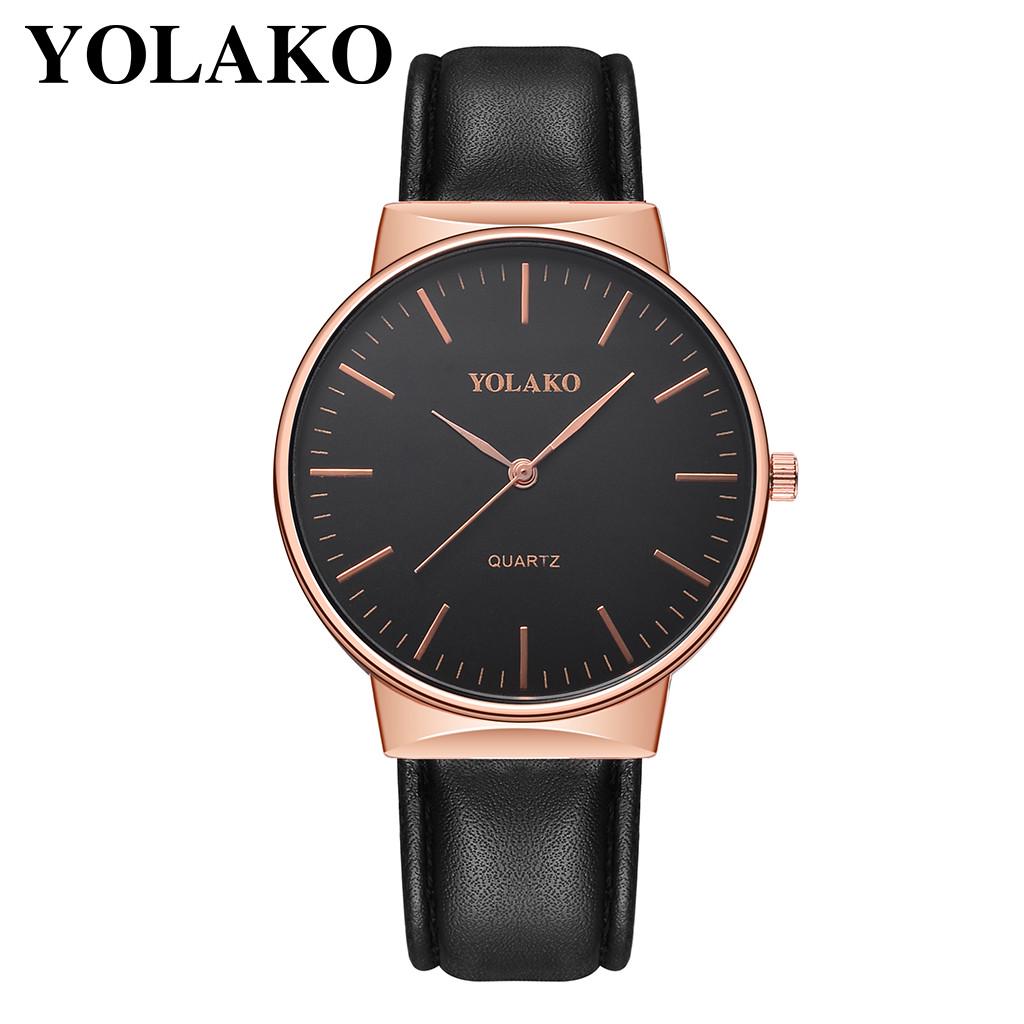 Buy YOLAKO Men's Leather Band Analog Wrist Quartz Watch at affordable ...