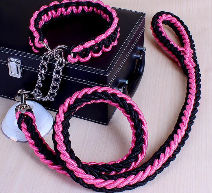 Buy Large Dog Leash Metal P Chain Buckle Pet Leash Collar Set 1.2m ...