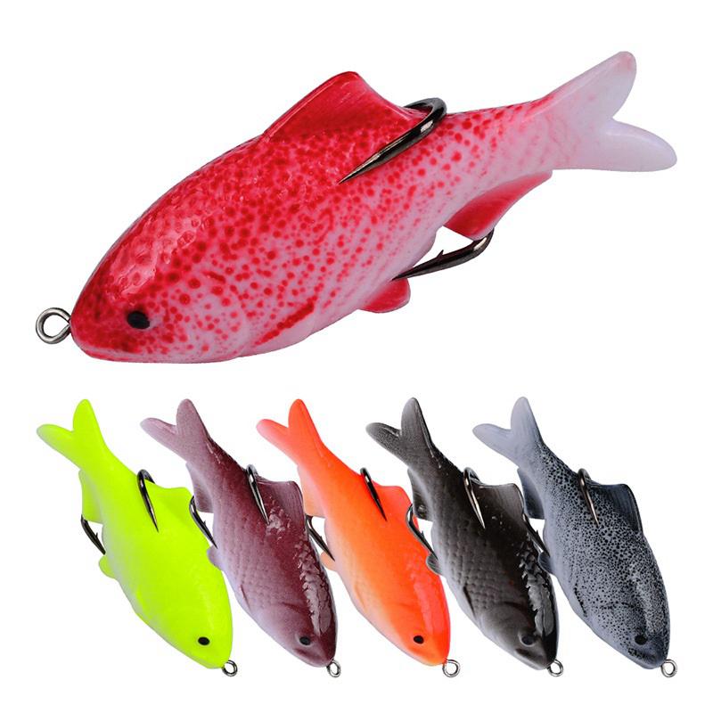 Soft Plastic Fishing Lures With Double Treble Hooks Lifelike Topwater ...