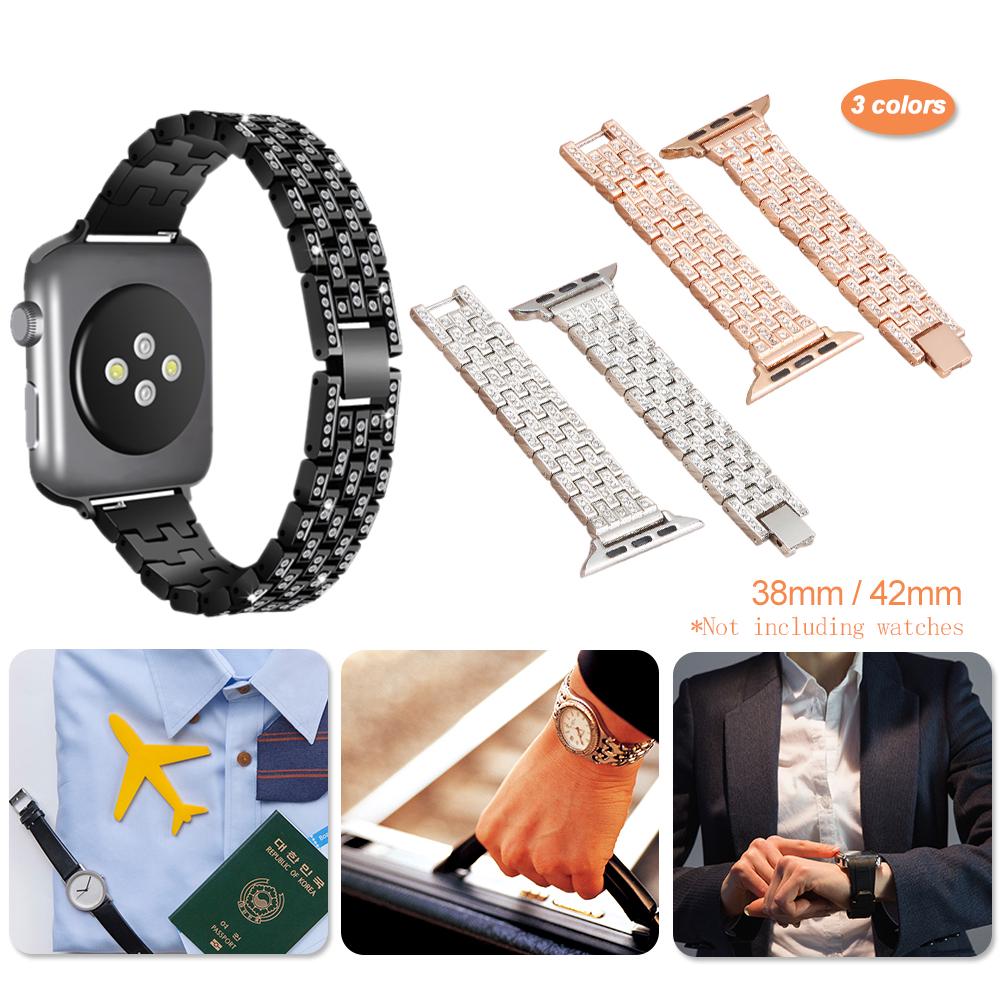 Buy Inlaid Rhinestone Five Beads Solid Stainless Steel Chain Type Strap ...