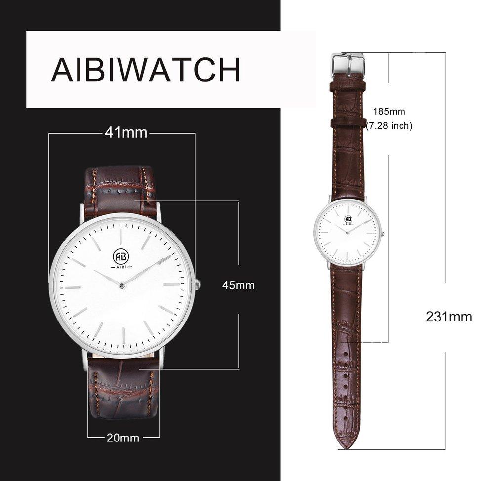 Buy DD ZZ AIBI Leather Band Watch Analog Quartz Watch 3ATM Waterproof ...