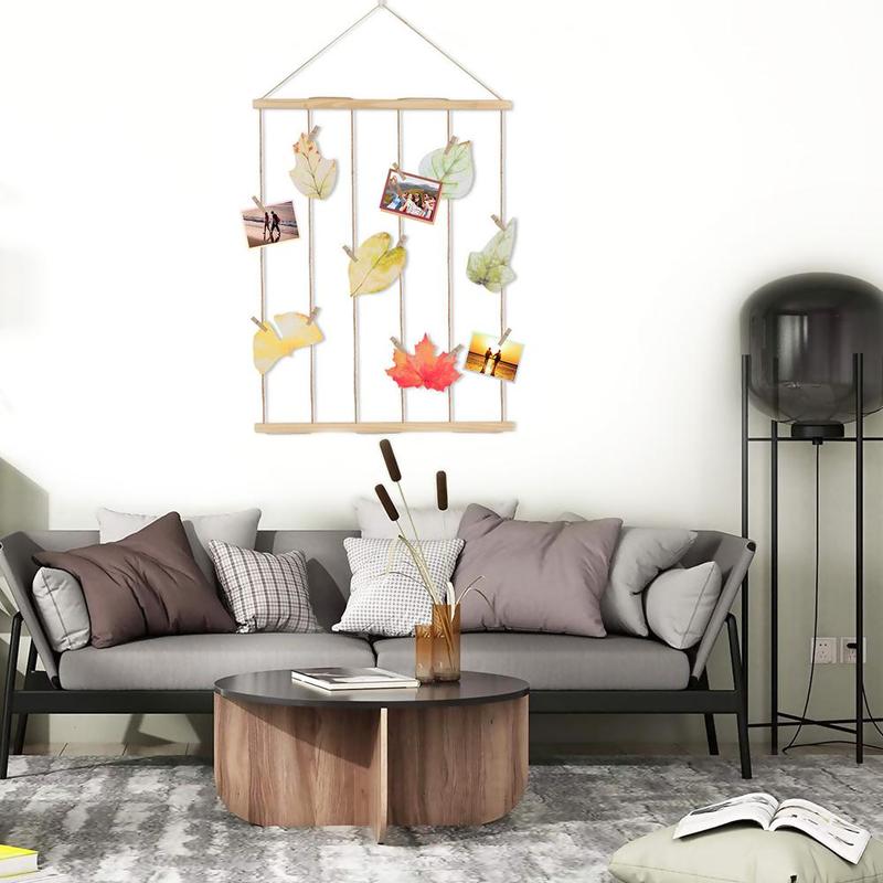 Buy Handmade Wood Drawstring Illuminated Photo Hanger Clips String ...
