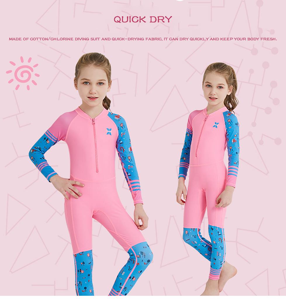 Buy Child Girl Boy Swimsuit Full Length Sleeve Swimsuit Diving Bathing ...