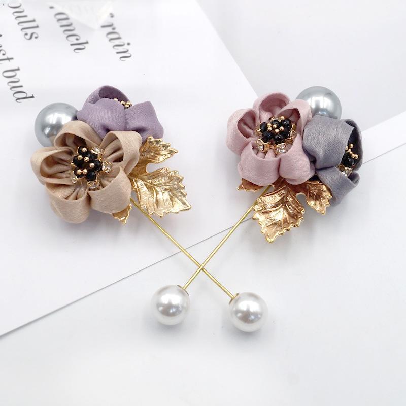 Buy Cloth Art Fabric Flower Brooch Pin Long Needle Pins Cardigan Shawl ...