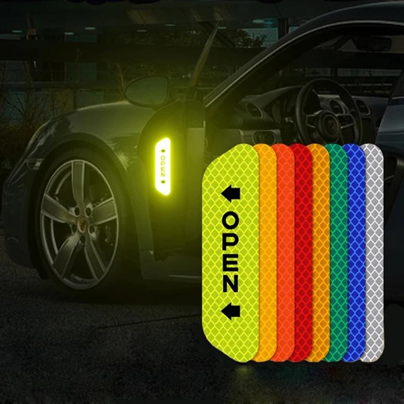 4Pcs/set Car Reflector Sticker Car Body High Reflective Exterior Auto ...