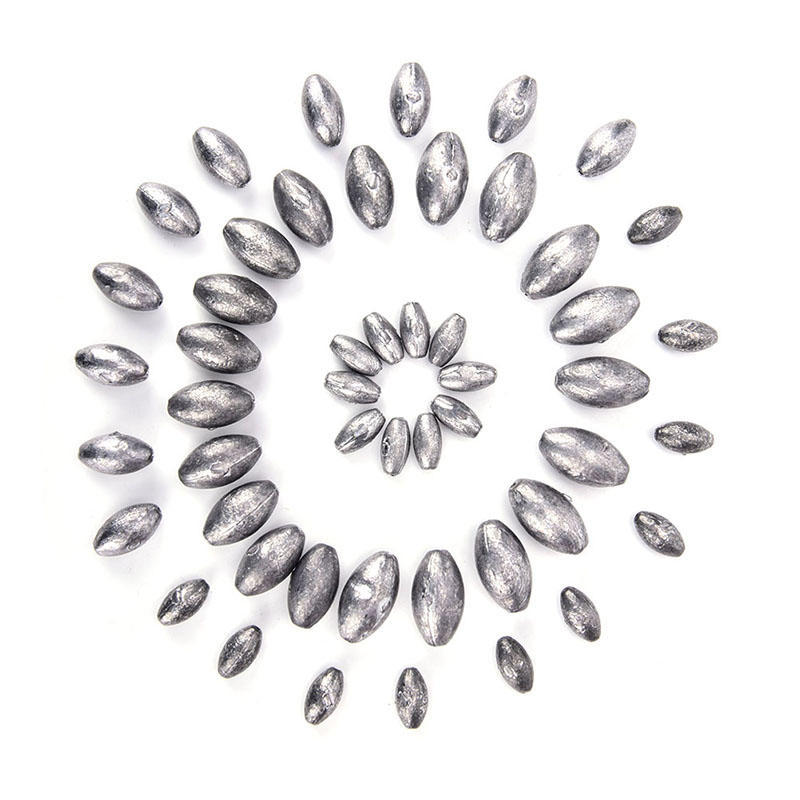 Buy 10Pcs Gray Lead Oval Shaped Beads Fishing Lures Angling Gear 5G/10G ...