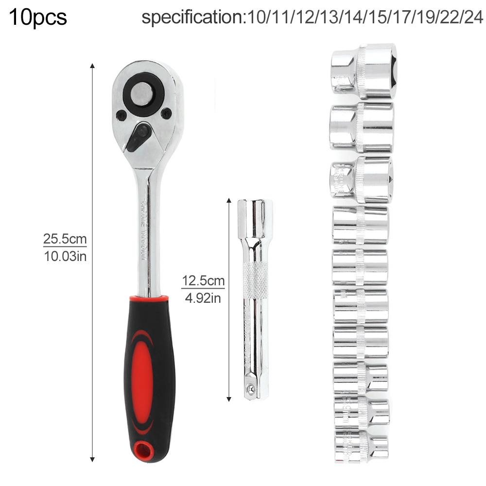 12pcs/set Socket Wrench Ratchet Wrench Set with Connecting Rod Sockets ...