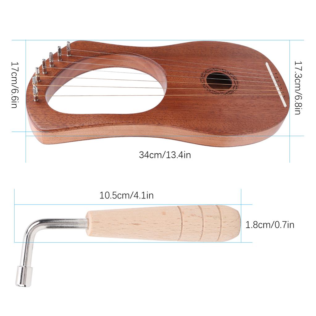 Lyre Harp Rosewood Durable Stable String Portable Turning Wrench Wooden ...