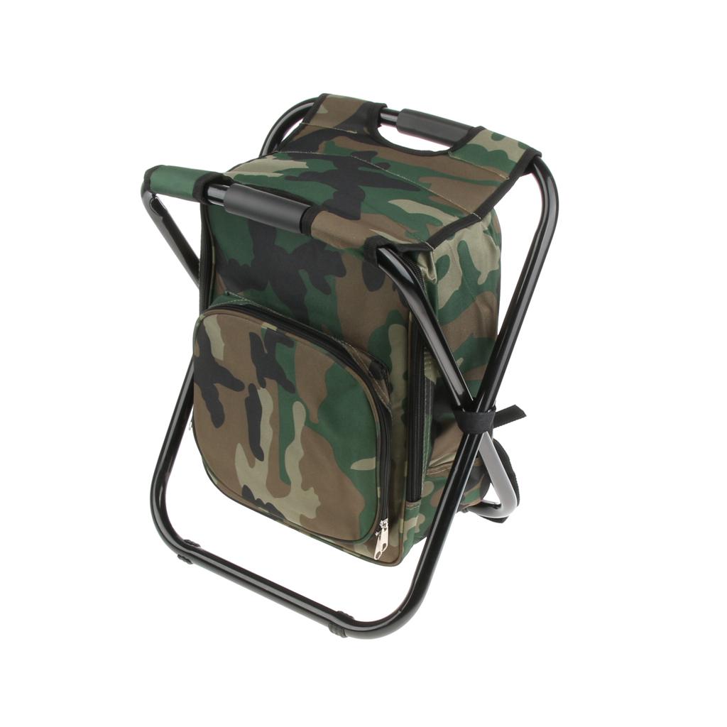 Buy Foldable Backpack Chair Portable Camping Stool W/ Cooler Bag ...