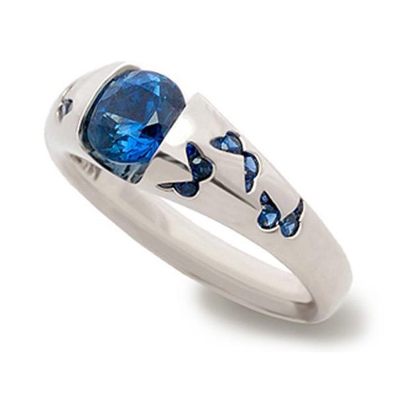 Buy PDTO Womens Fashion Crystal Butterfly Topaz Ring Ladies Wedding ...