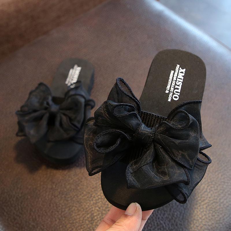 Buy Children's Slippers Summer Girl's Cute Flat Heel Bow Slippers Plus ...
