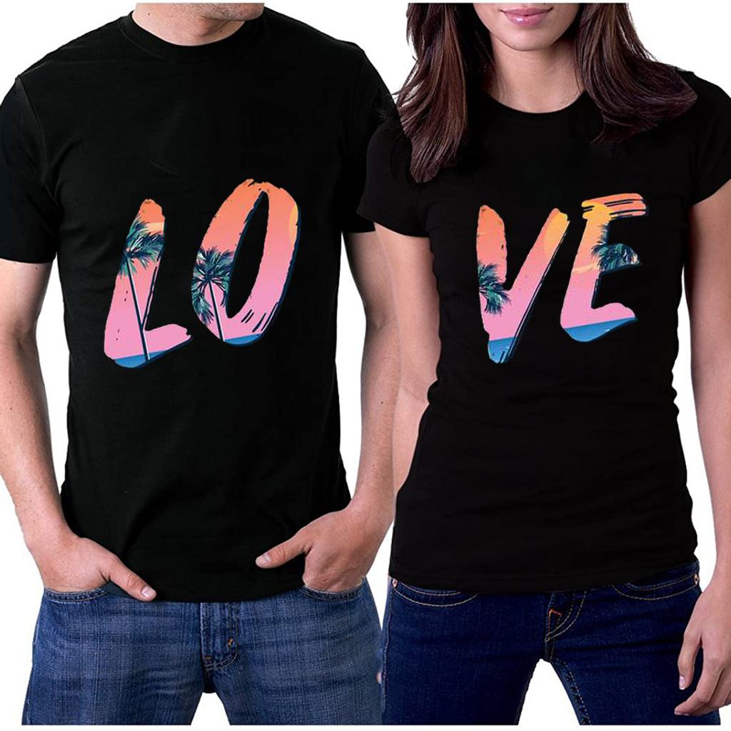 Buy [TL] Men Couples Lover Valentine's Day Short Sleeve Love Letter ...
