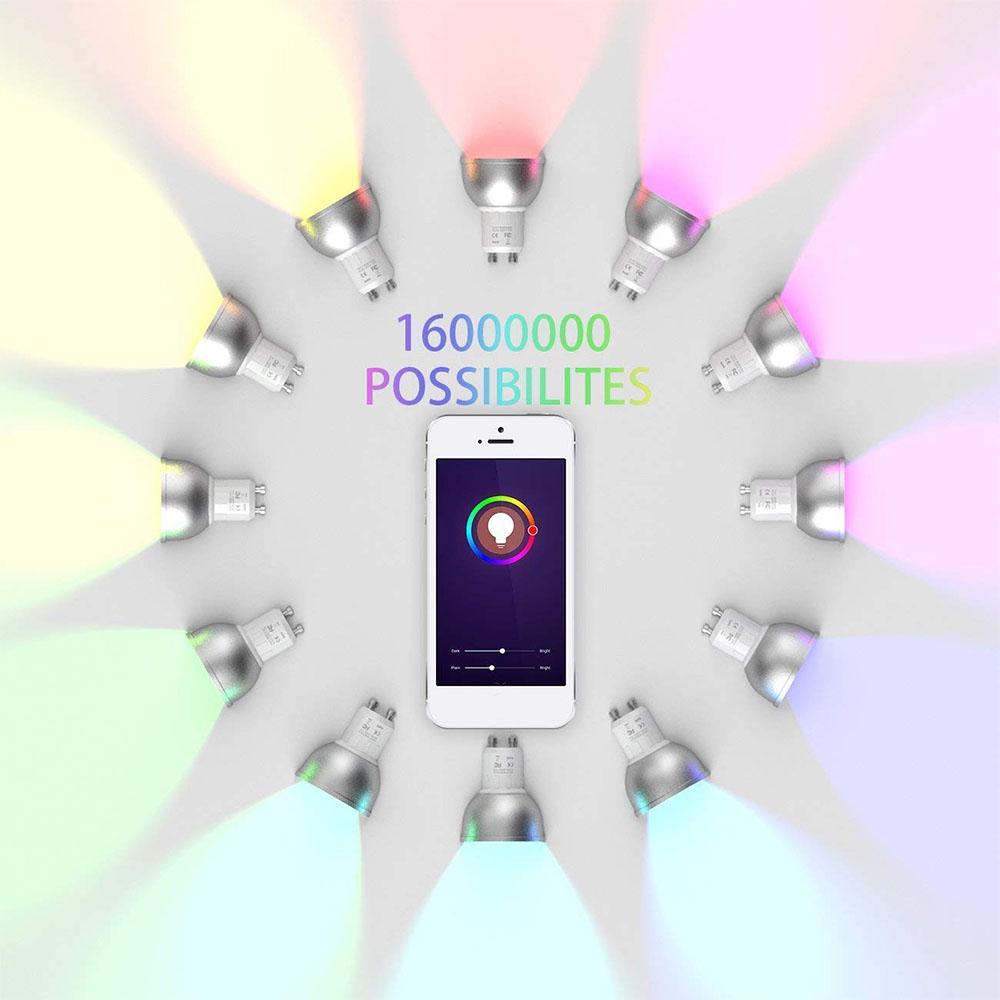 Buy V18 Smart WIFI LED Bulb RGB+W LED Bulb 6W GU5.3 Dimmable Light ...