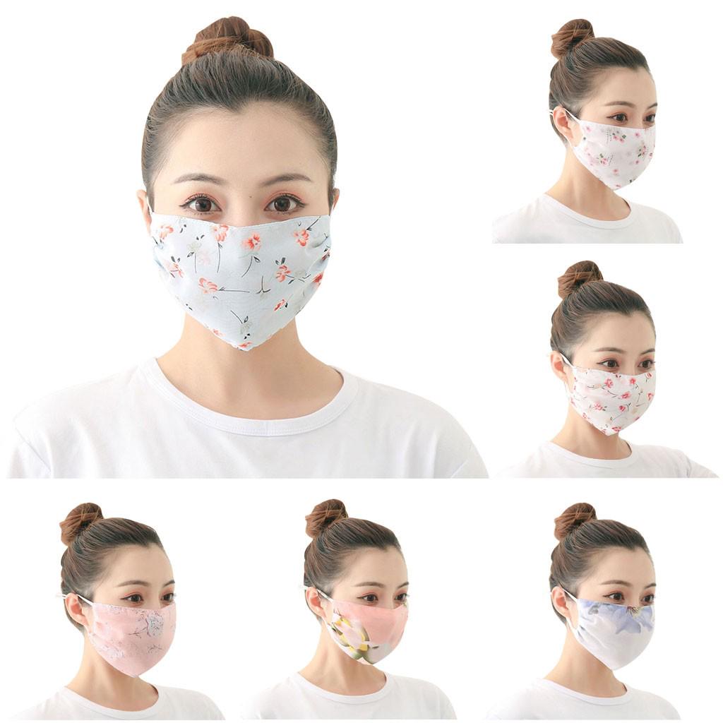 Buy Women's Chiffon Printed Sunscreen Dust Breathable Mask Face Cover ...
