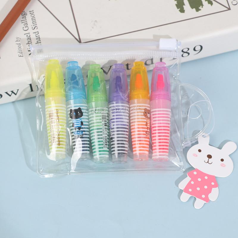 Buy 6pcs Cute Mini Highlighter Paint Marker Pen Stationery School ...