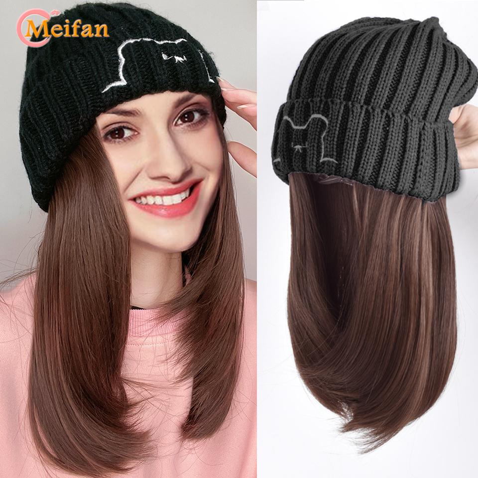 Buy Hat Wig For Women Synthetic Short Straight Wigs Autumn Winter ...