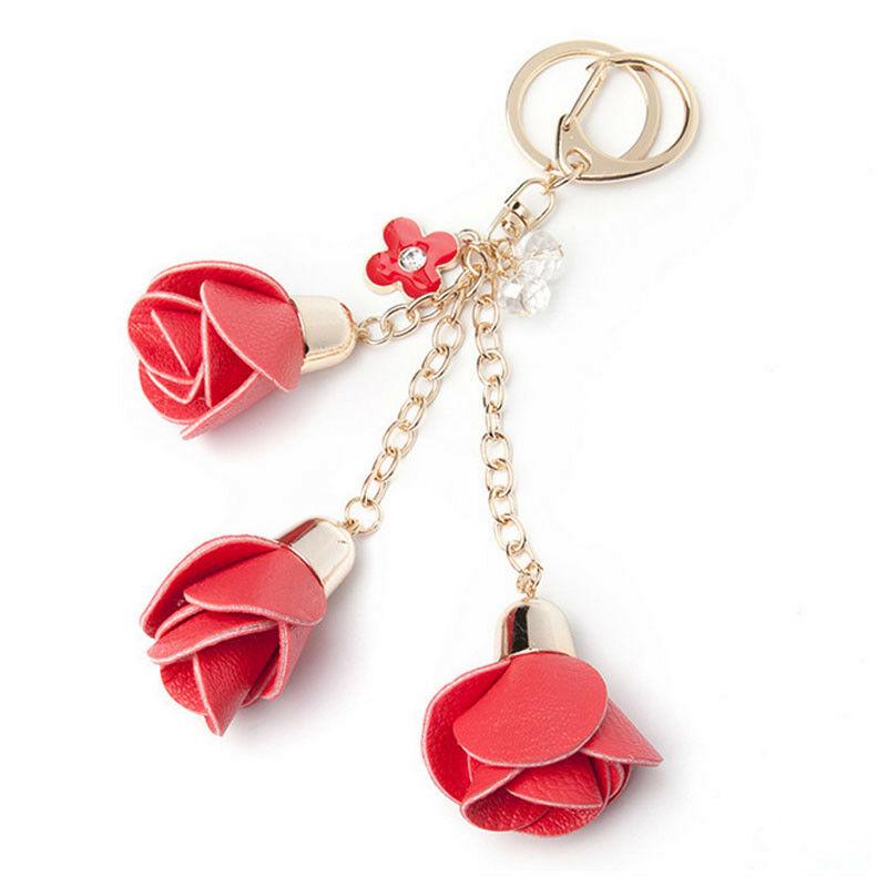 Satın alın Pendant Ring Chain Leather Key Keychain Charm Flowers Gift ...