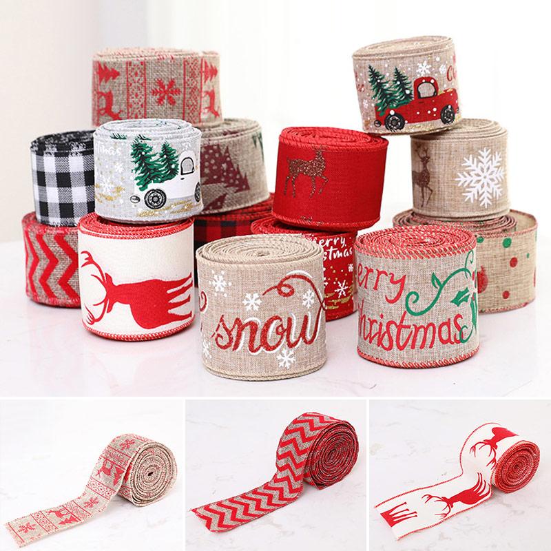 Buy 2m/Roll For Hairbows Bundle Christmas Ribbon Gift Packaging Webbing ...