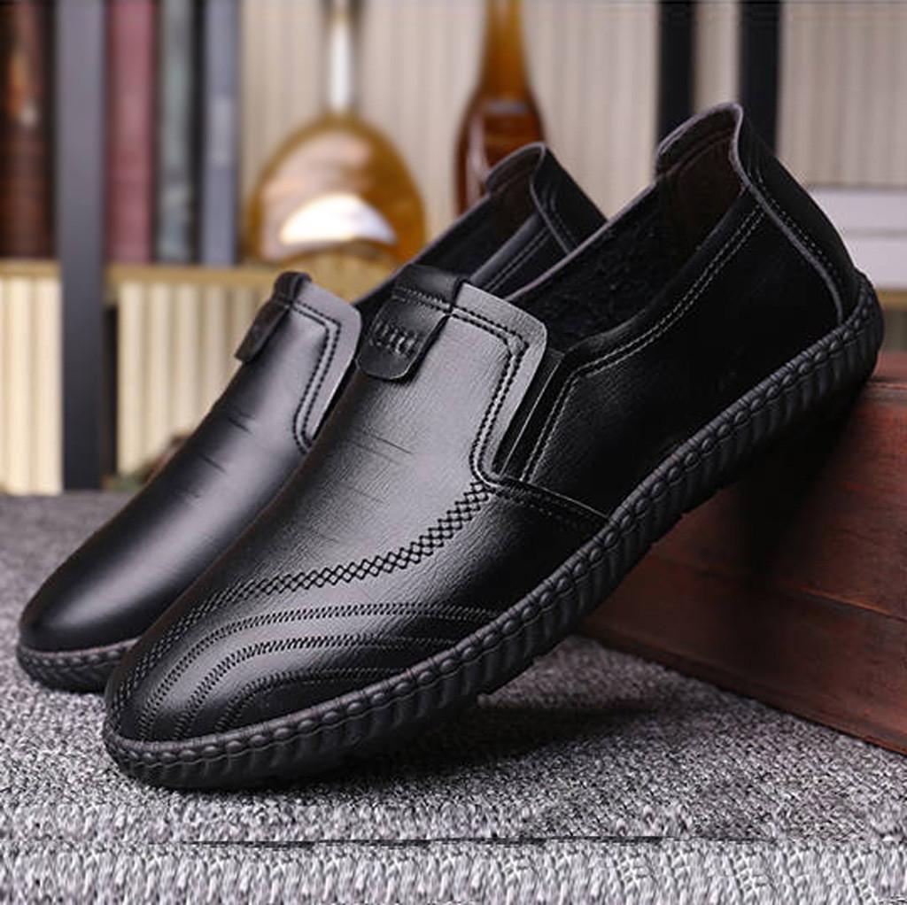 Buy Dsawebf Leisure Men Solid Color Flat Shoes Slip-On Round Toe ...