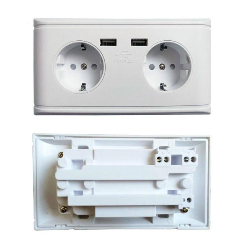 Buy Dual USB Sockets with USB charger DE Plug Sockets White at ...