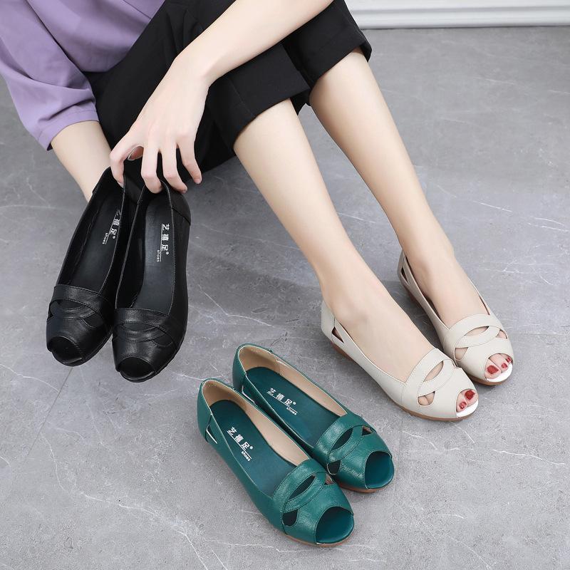 Buy Spring Summer Women's Fashion Casual Soft Bottom Real Leather ...