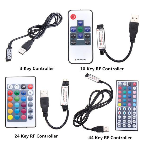 Buy 3/17/24/44 Key Multi-color USB Remote Controller For 5V 5050 RGB ...
