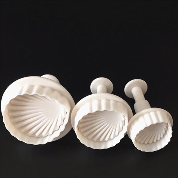 Buy 3Pcs/set White Sea Shell Shape 3D Silicone Food Grade Plastic ...