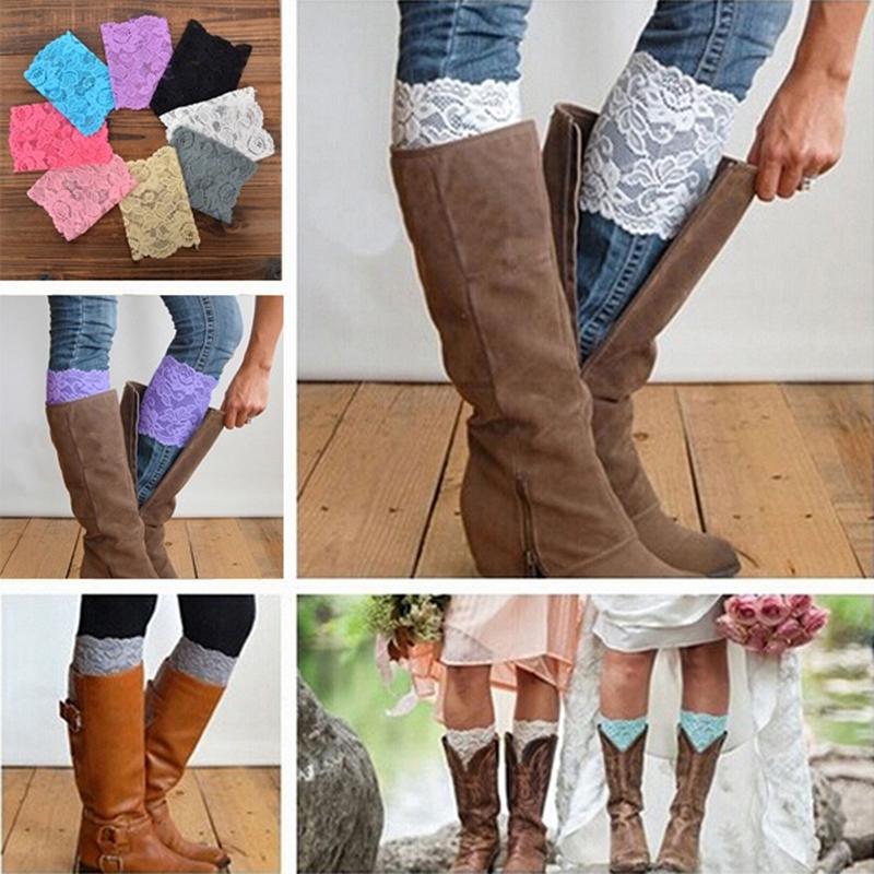 Buy 1PCs Women Lace Stretch Boot Leg Cuffs Boot Cover Leg Warmer Socks ...