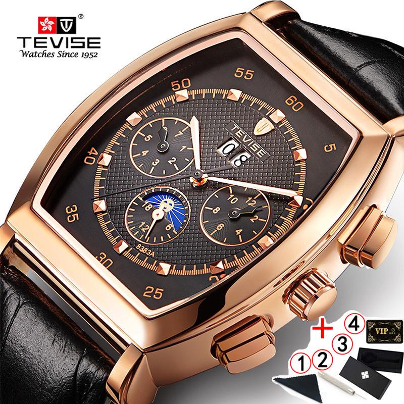 Tevise Square Mechanical Men Watches Fashion Chronograph Automatic ...