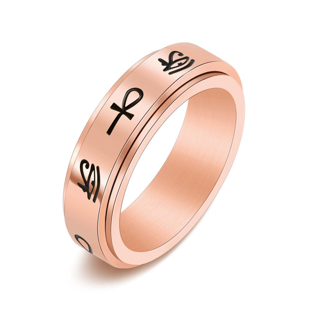 Buy Stainless Steel Rotatable Spinner Rings Egypt Eye Of Horus Ankh ...
