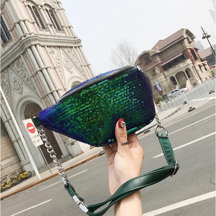 Buy Zipper pocket women fashion chain chest pack single shoulder strap ...