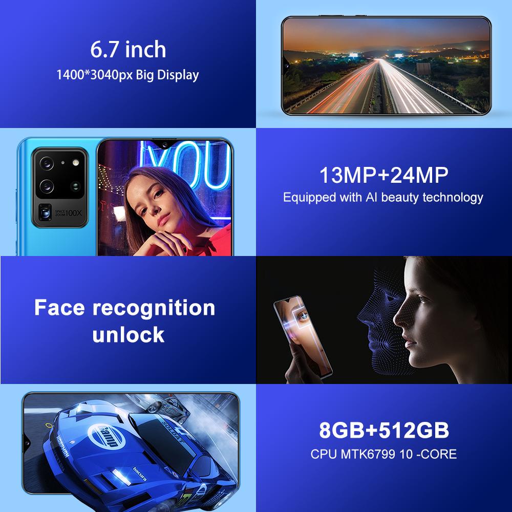 Buy MOCEHEI S20U 6.7inch 8GB RAM+512GB ROM Android Phones at affordable ...